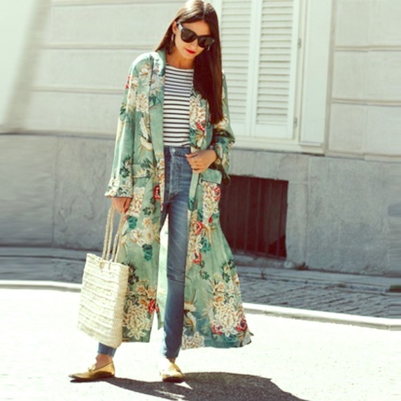 Jackets & Coats | Amazing Boho Gypsy Long Belted Kimono Robe Duster ...